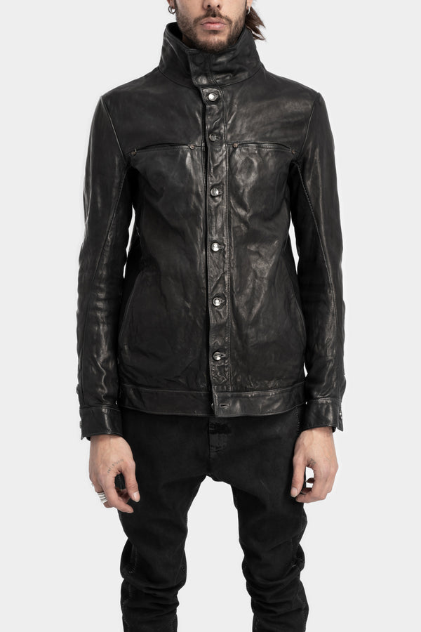 Incarnation | Scar stitch horse leather moto jacket, 22-41877 – ORIMONO.eu